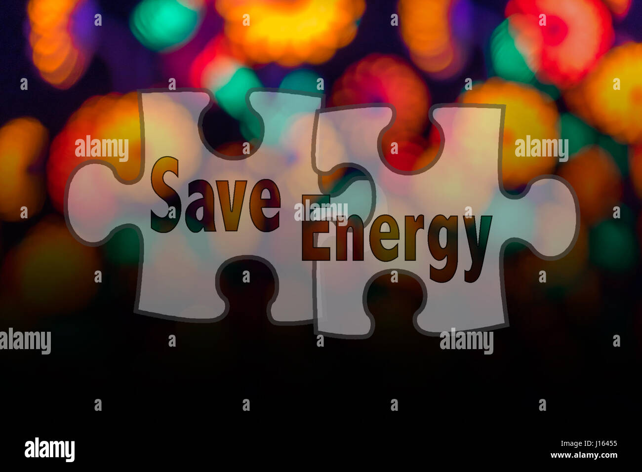 Jigsaw shape and conceptual text with bokeh blur background Stock Photo ...