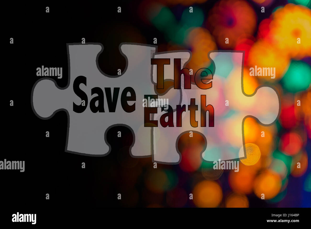 Jigsaw shape and conceptual text with bokeh blur background Stock Photo ...