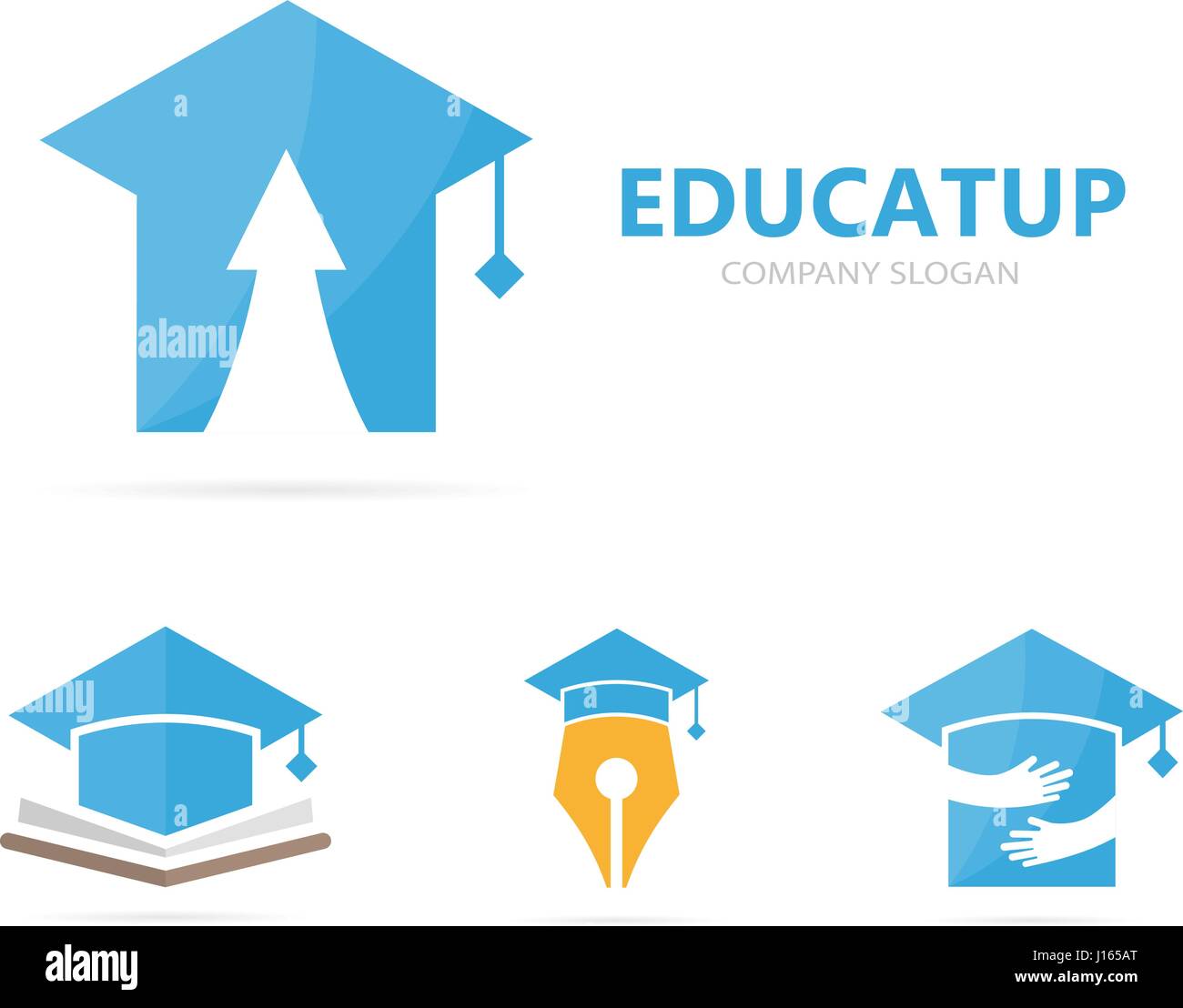 Vector of graduate hat and arrow up logo combination. Study and growth ...