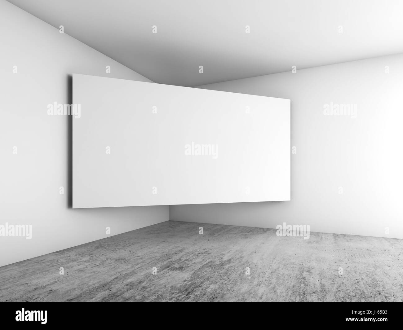 Abstract empty white room interior background, blank screen banner ...