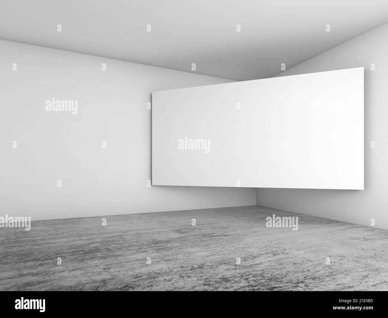 Abstract empty white interior background, blank screen banner mounted ...