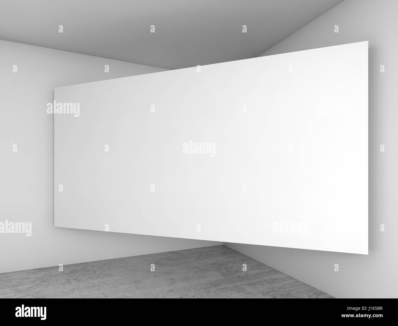 Abstract empty white interior background, blank screen banner mounted ...