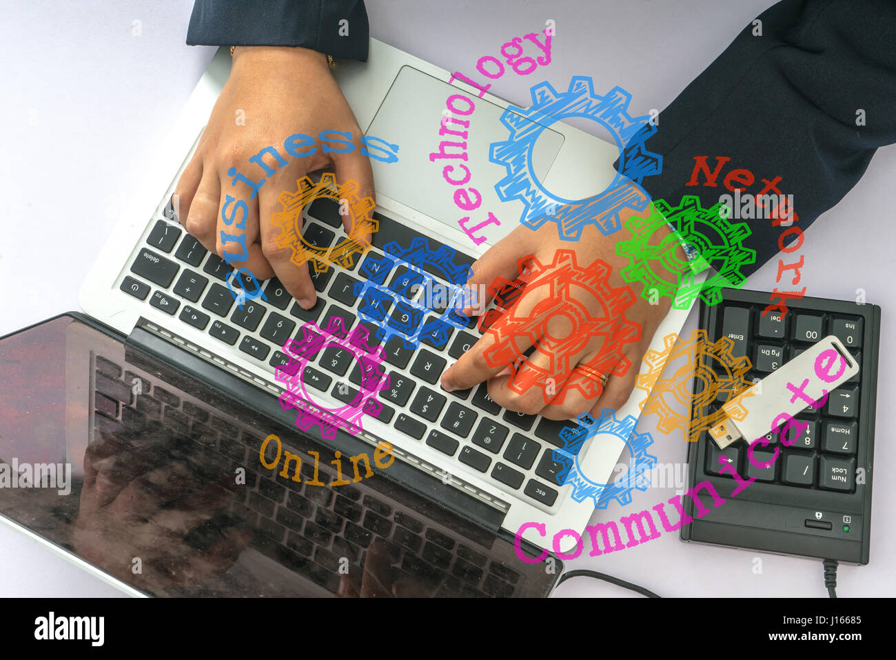 Hand with text. Technology concept Stock Photo - Alamy