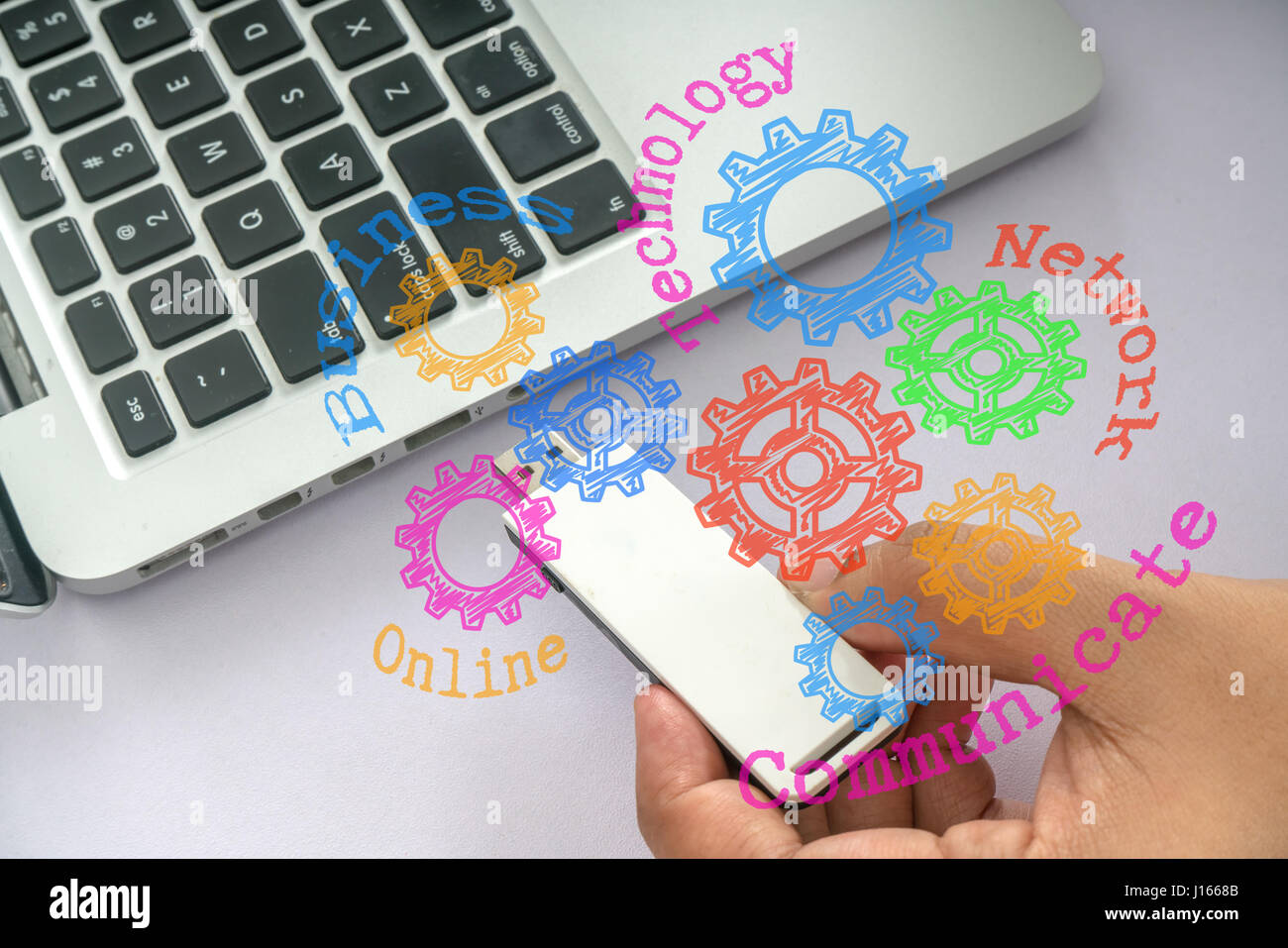 Hand with text. Technology concept Stock Photo - Alamy