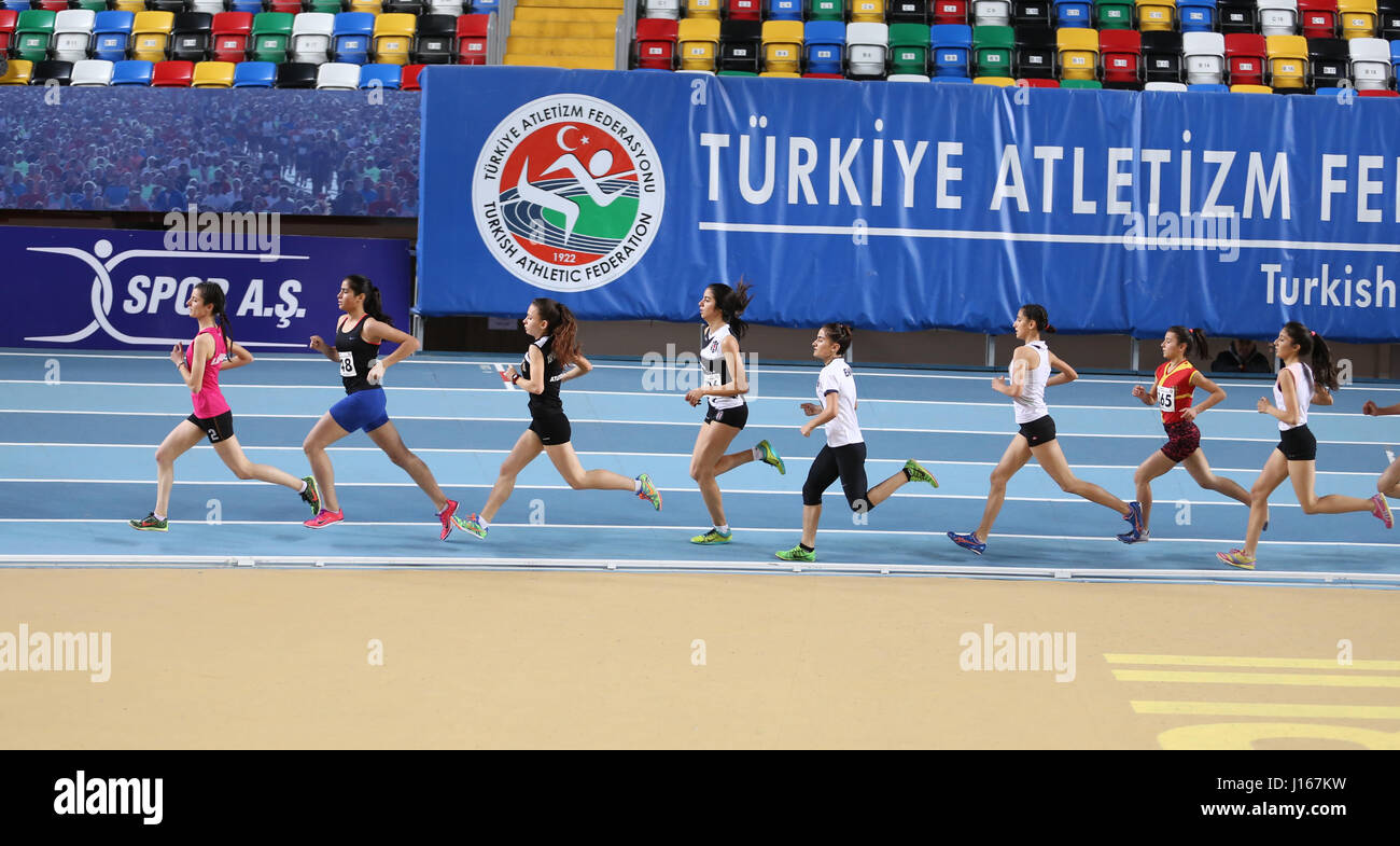 ISTANBUL, TURKEY - FEBRUARY 05, 2017: Athletes running during Turkcell ...