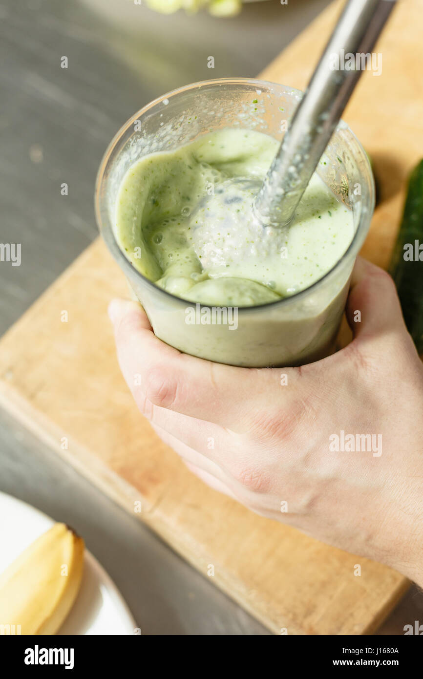 Male chef blending smoothie Stock Photo - Alamy