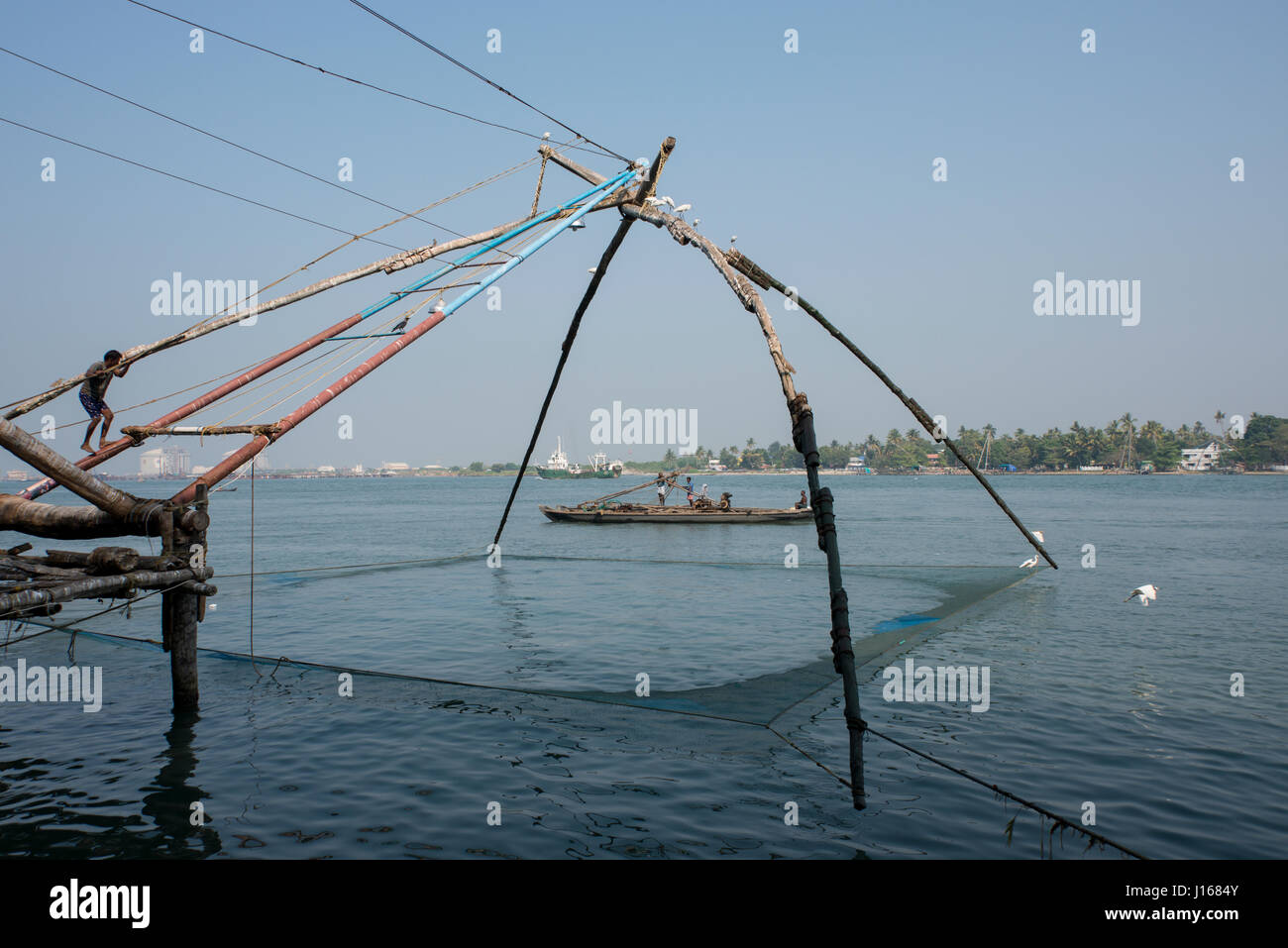 India, State of Kerala, port city of Cochin. Traditional Chinese ...