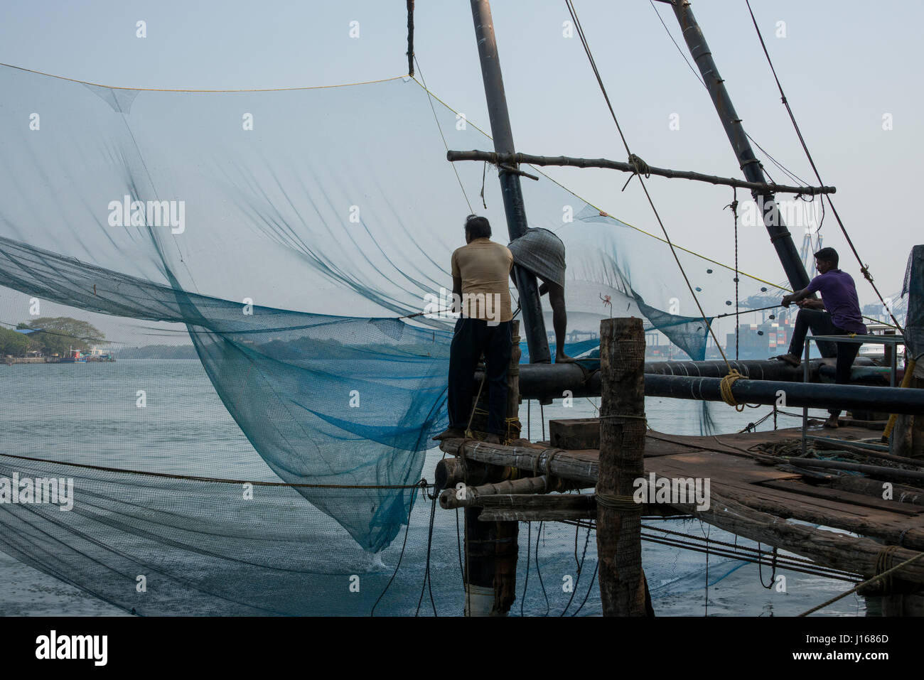 India, State of Kerala, port city of Cochin. Traditional Chinese ...