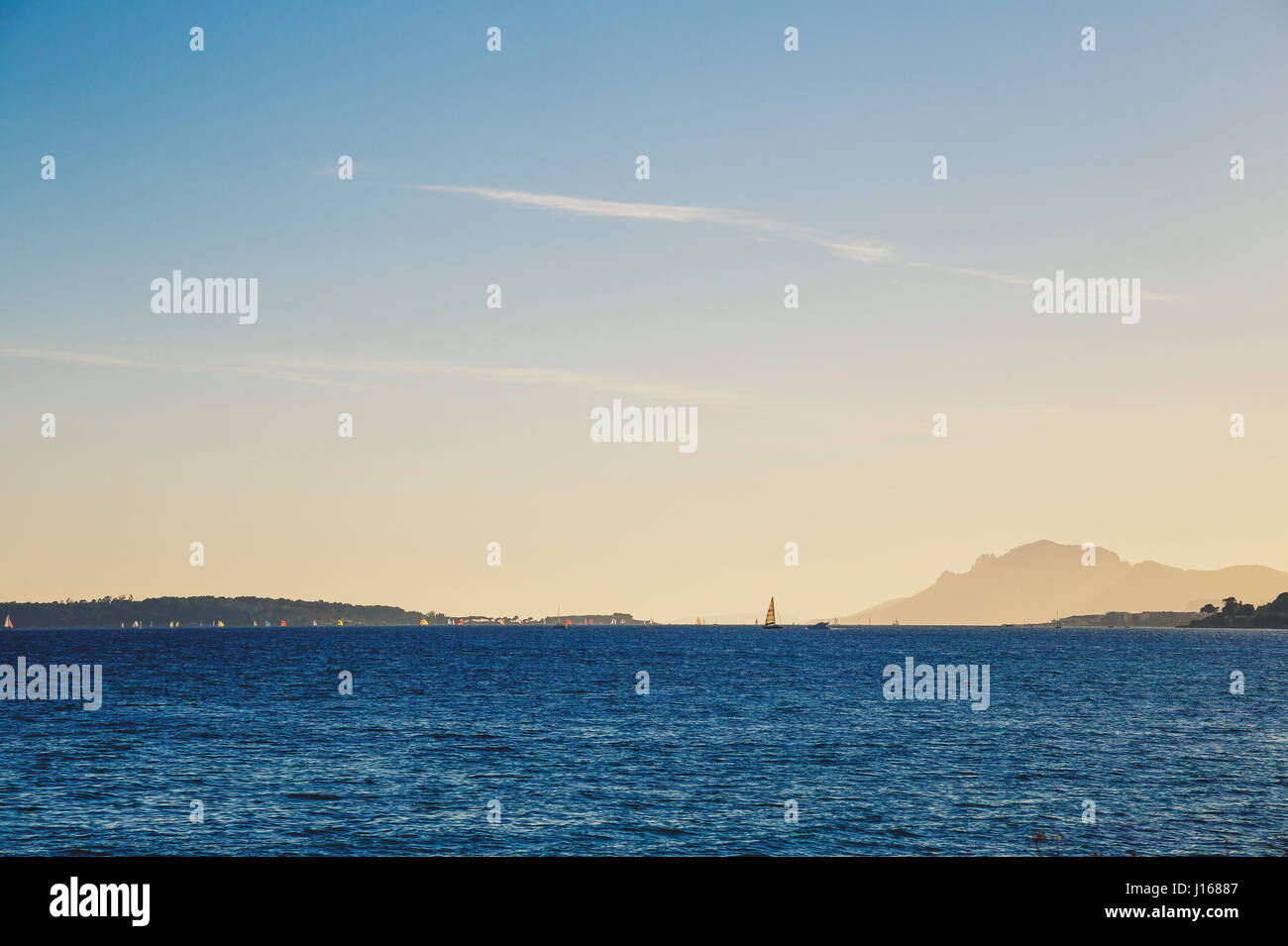 CANNES, FRANCE - 20 February, 2016: Mediterranean sea view from Cannes ...