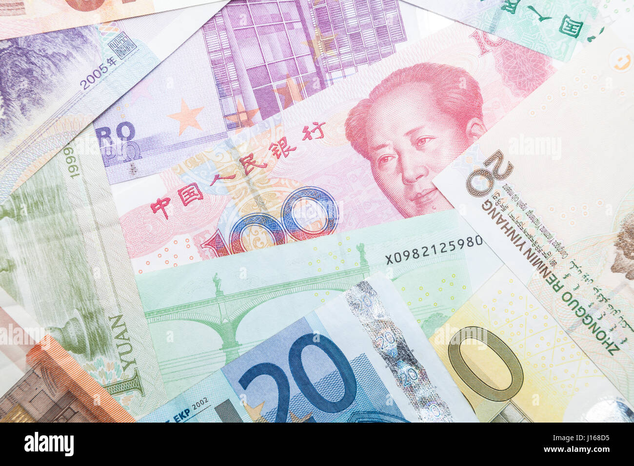 Chinese Renminbi and Eurob banknotes Stock Photo - Alamy