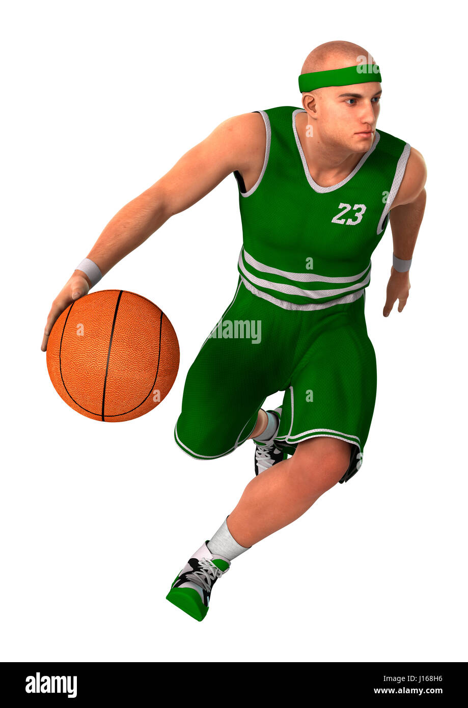 3D rendering of a basketball player isolated on white background Stock ...