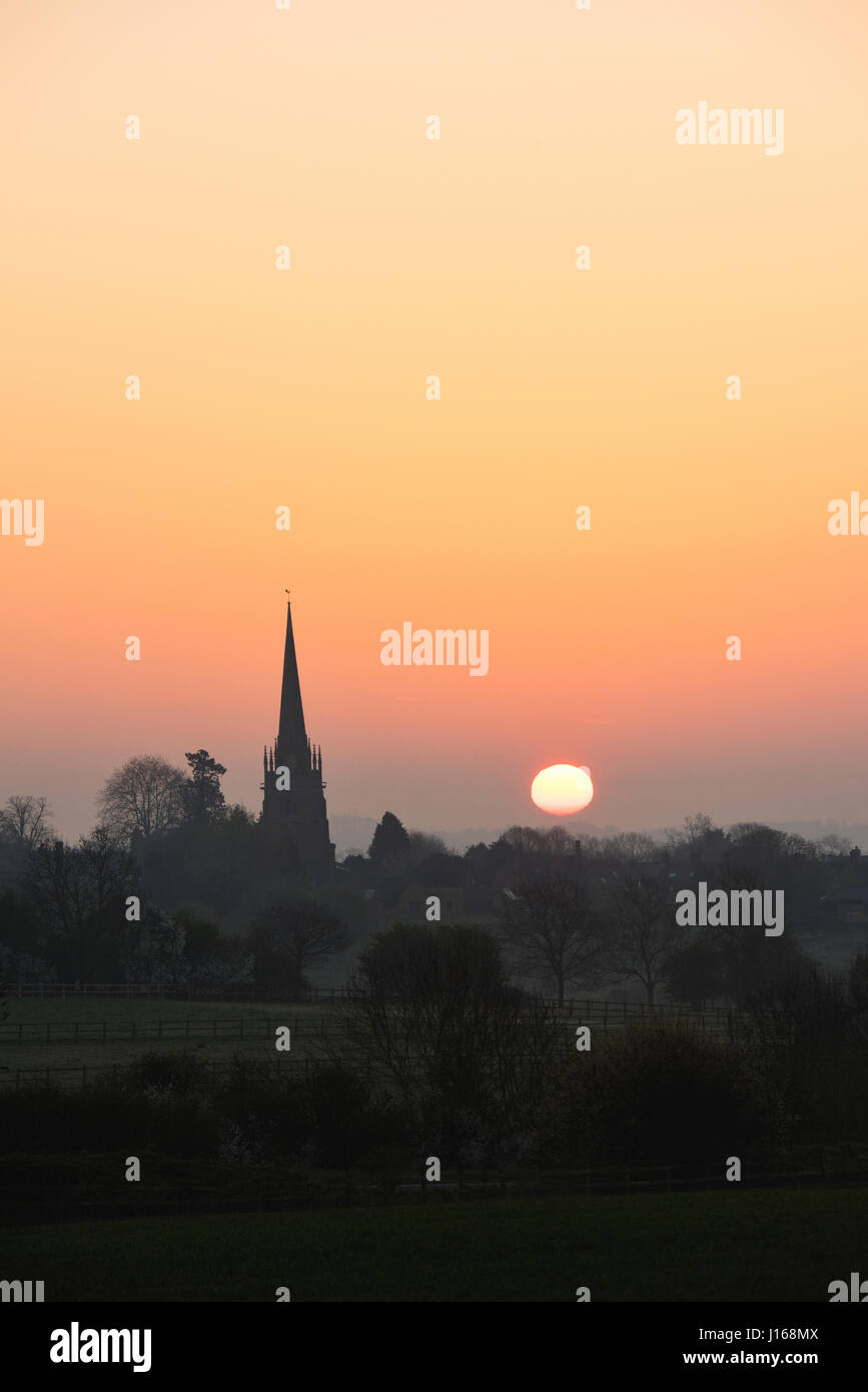 Sunrise church silhouette, Middleton Cheney, Northamptonshire, England ...