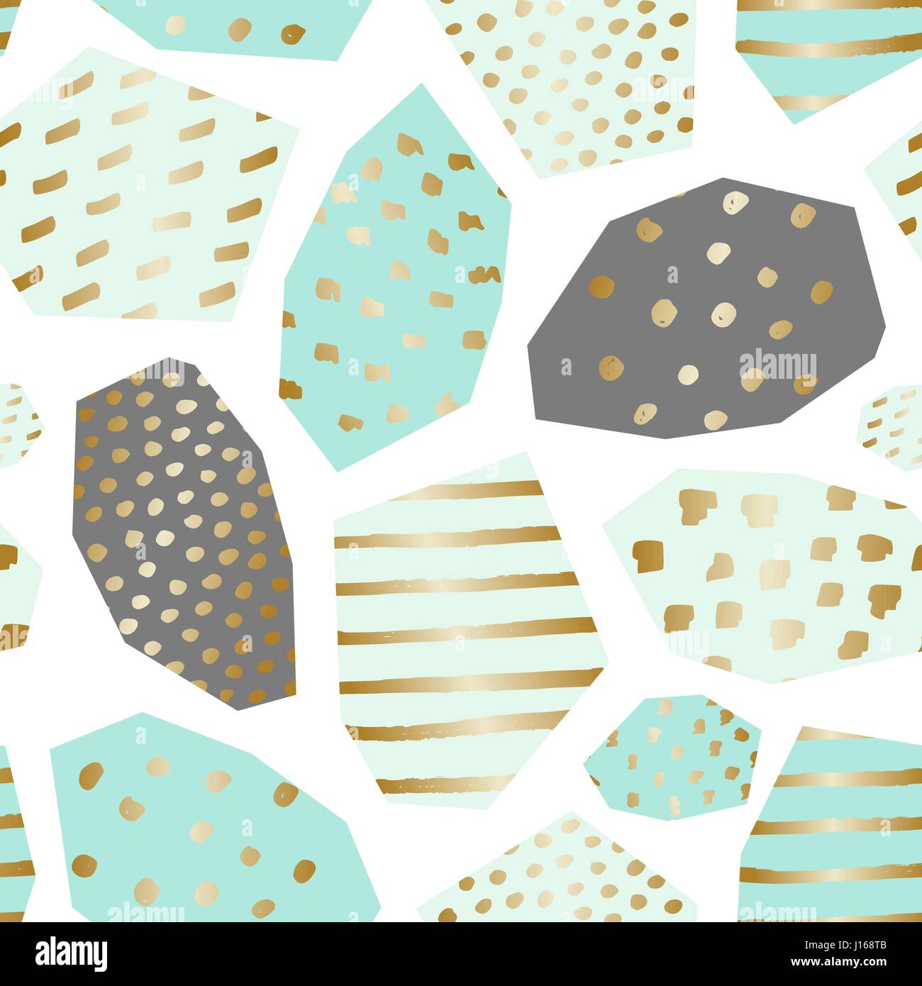 Seamless repeat pattern with textured geometric shapes in mint green ...