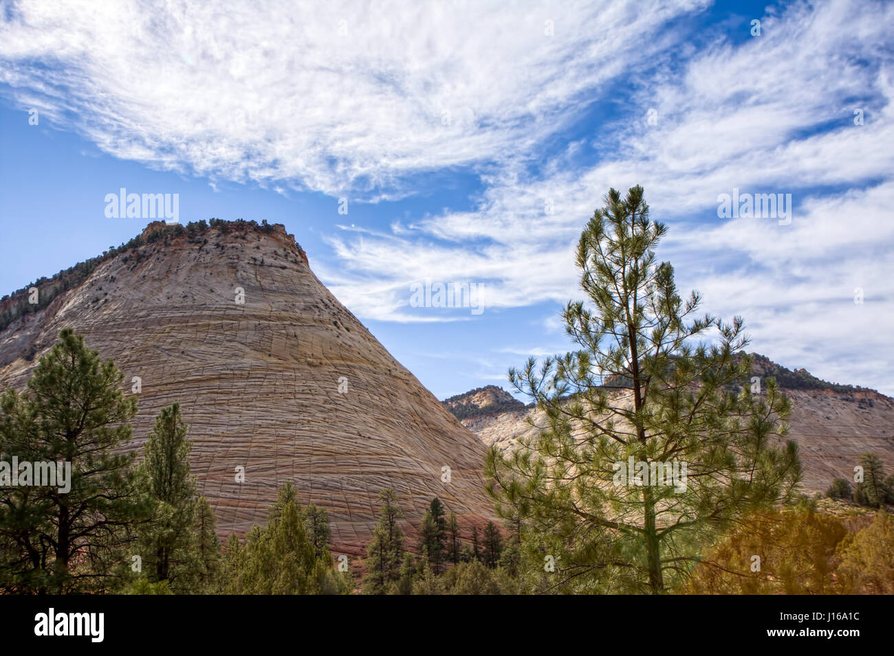 Strange Rock Formation Checkerboard Mesa in Zion Stock Photo - Alamy