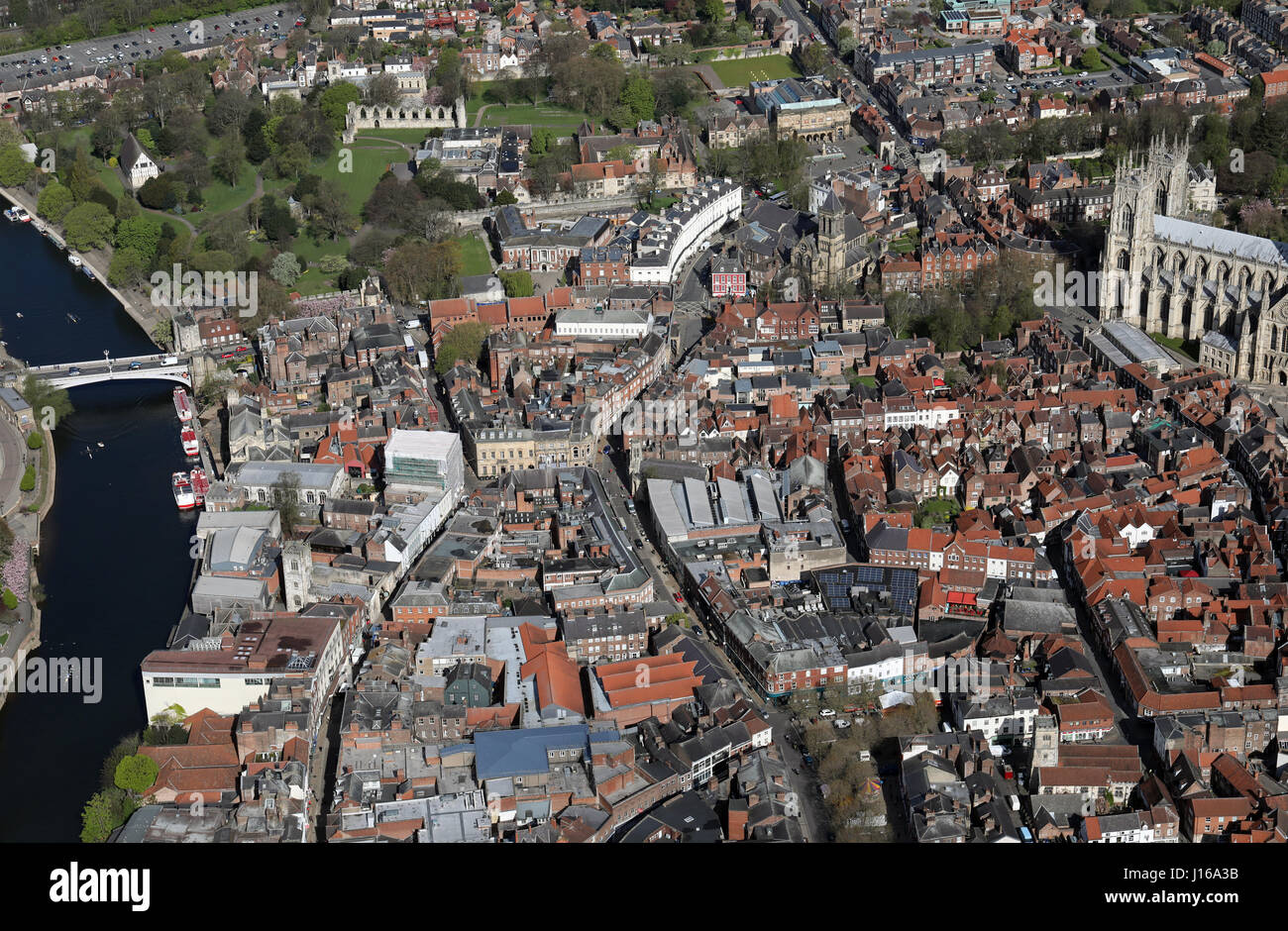 aerial view of York city centre looking up Davygate, UK Stock Photo - Alamy