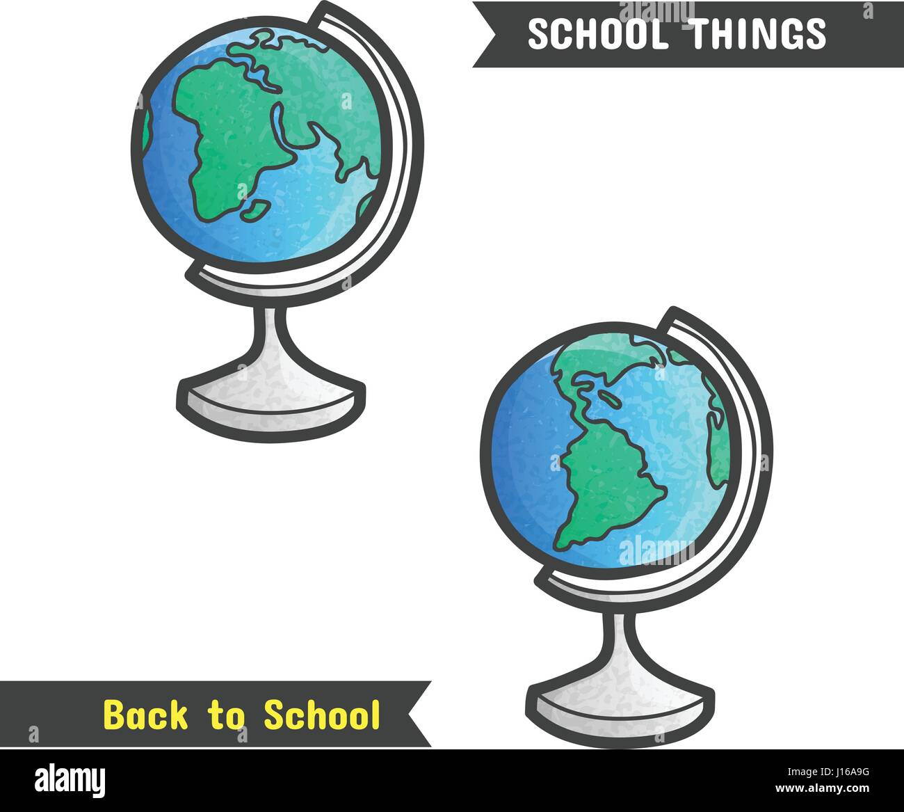 Back to School Supplies, vector hand drawn icon, isolated on white ...