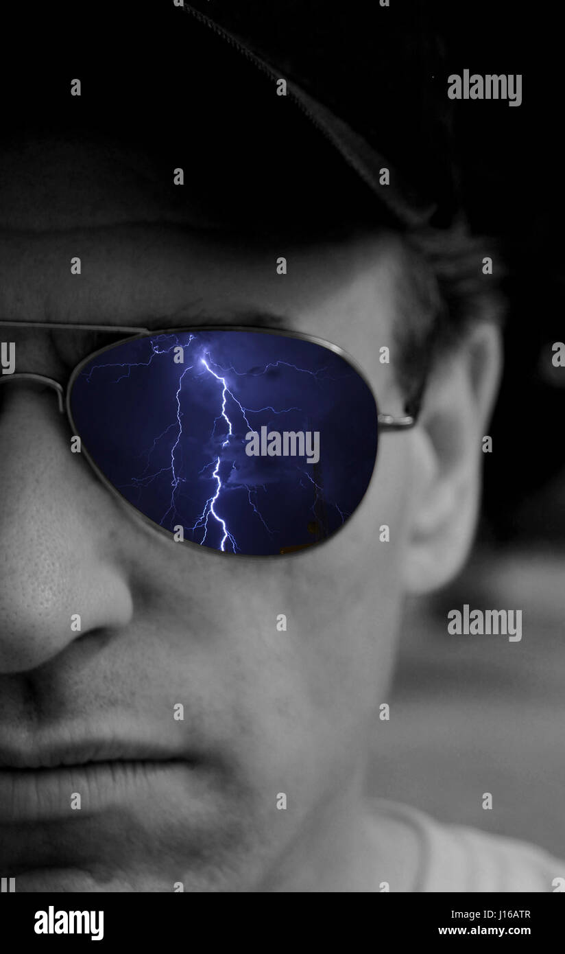ARIZONA, USA: Lightning strikes over desert skyline. A TECHNICIAN’S ...