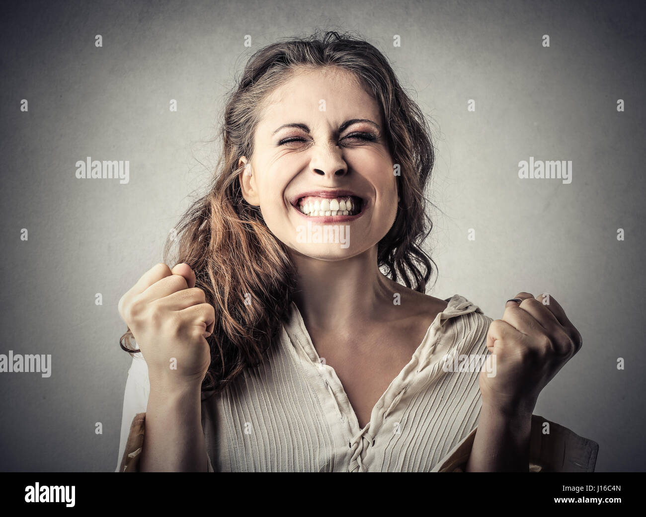 Woman being happy Stock Photo - Alamy