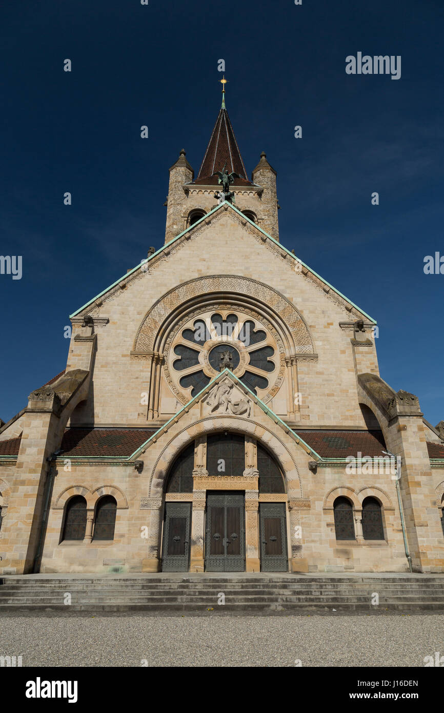 A photograph of the St. Pauls Church (Pauluskirche) in Basel ...