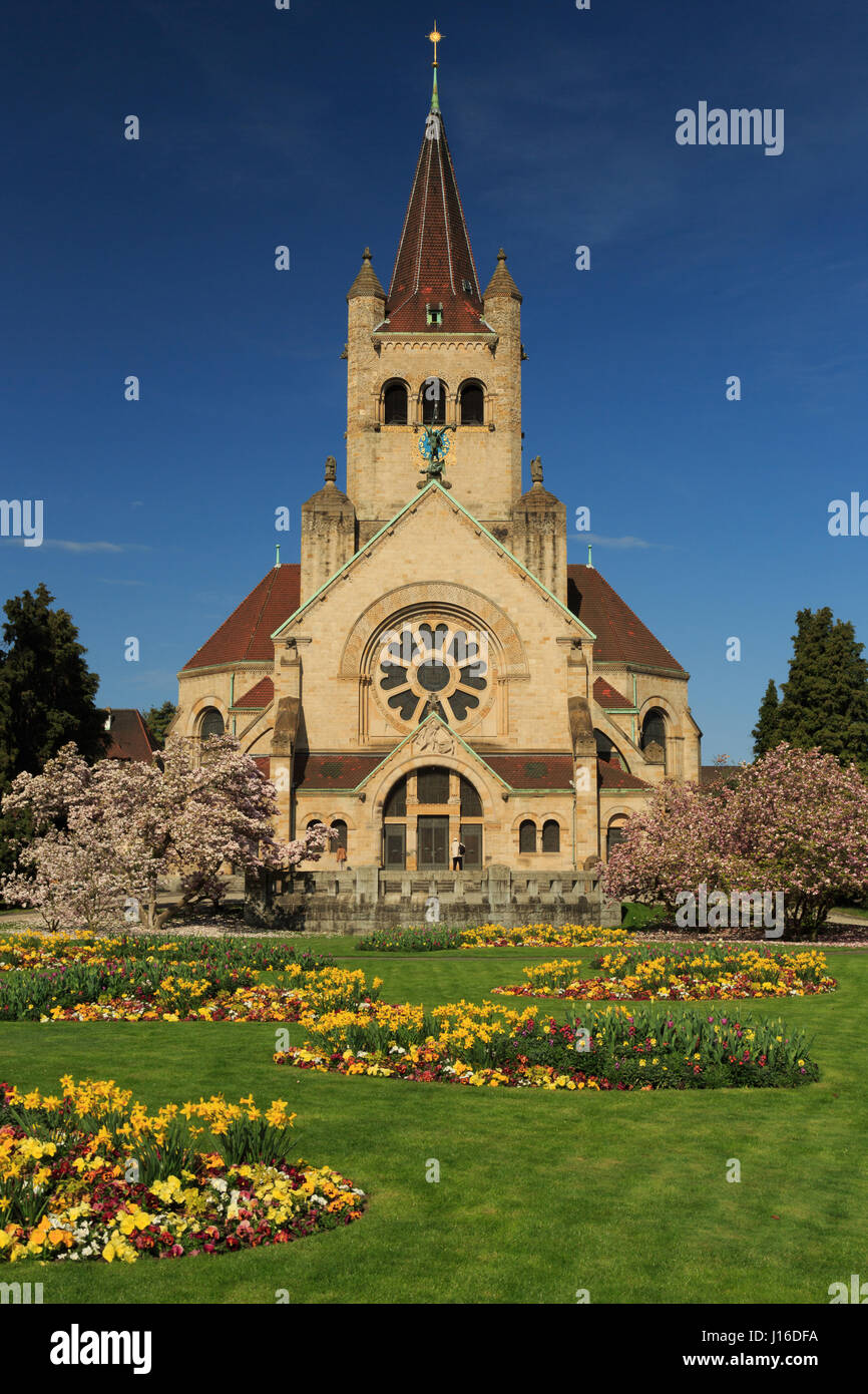 A photograph of the St. Pauls Church (Pauluskirche) in Basel ...