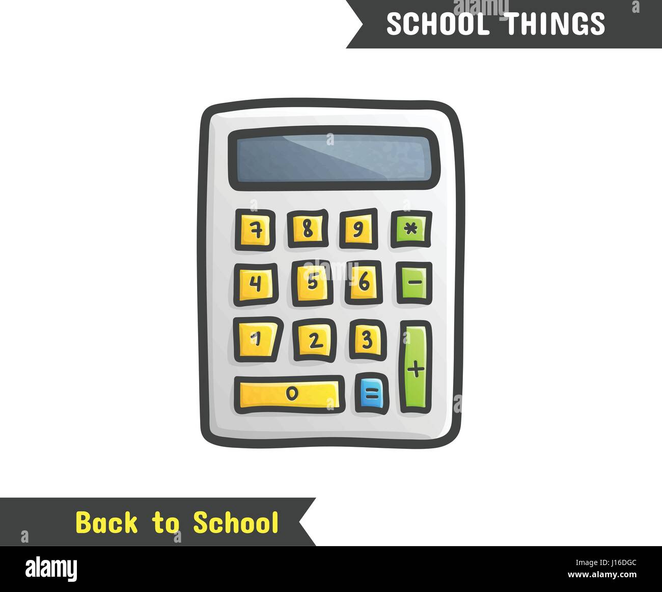 Back to School Supplies, vector hand drawn icon, isolated on white ...