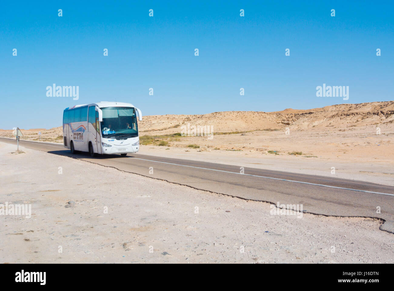 CTM bus, N1 road, between Boujdour and Dakhla, Western Sahara ...