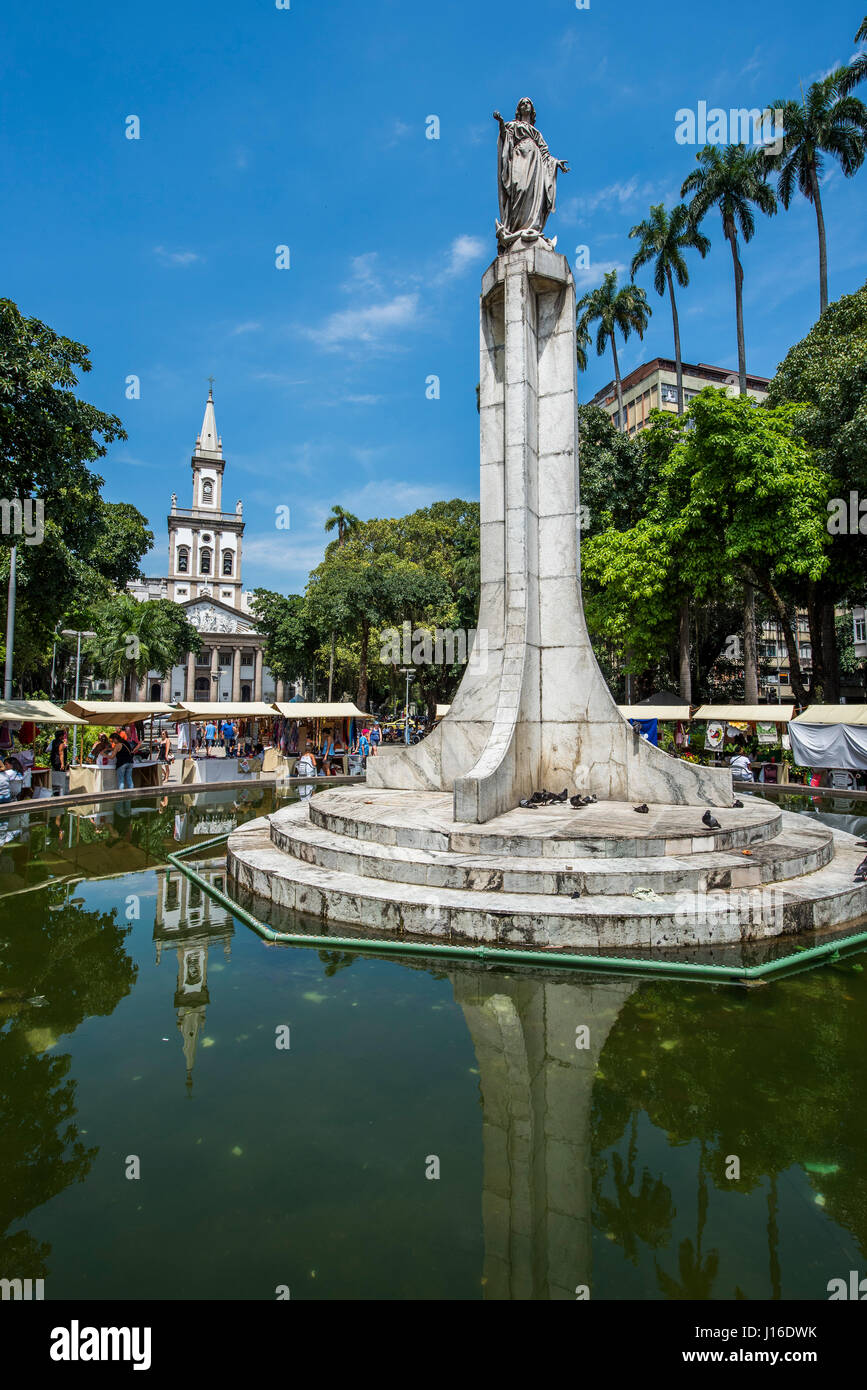 Largo do Machado square central monument in downtown Rio de Janeiro ...