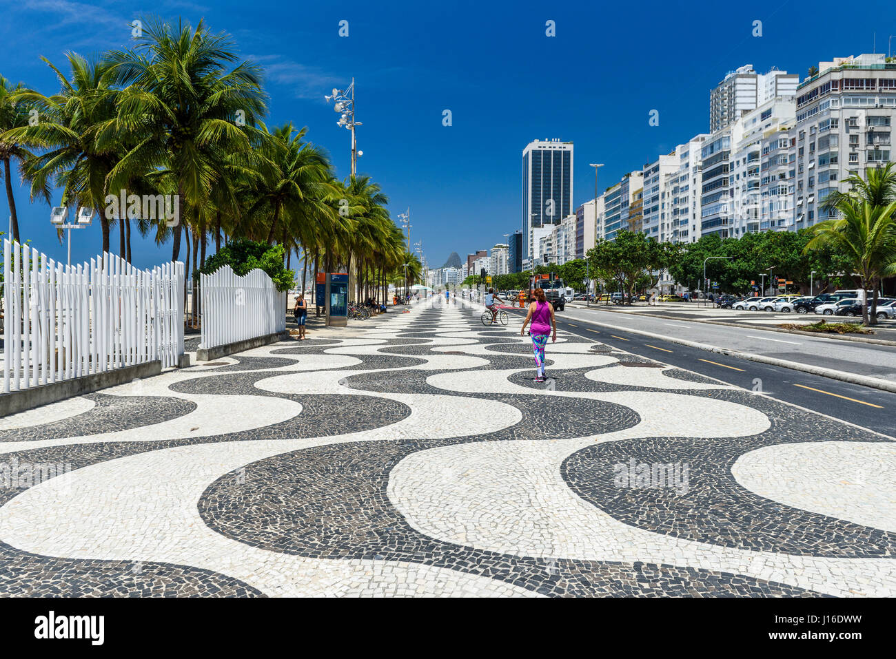 Pavement lining Copacabana Beach, Rio de Janeiro, Brazil Stock Photo ...