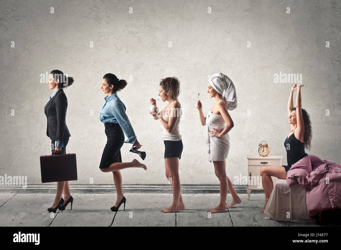 Happy white girl getting ready for bed hi-res stock photography and ...