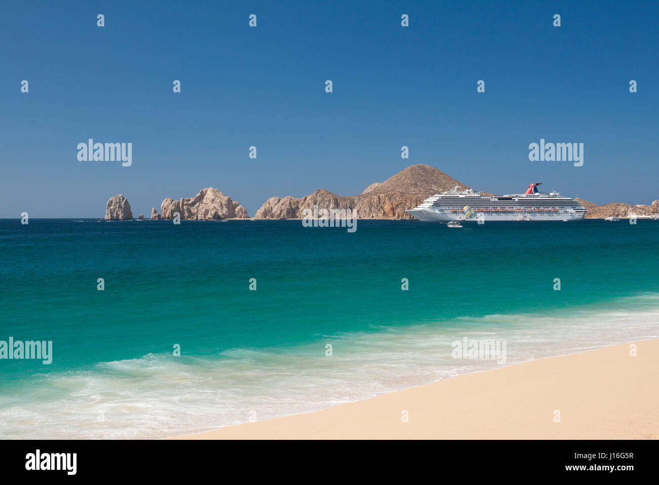 Cruise Ship At Medano Beach In Cabos San Lucas, Baja California ...
