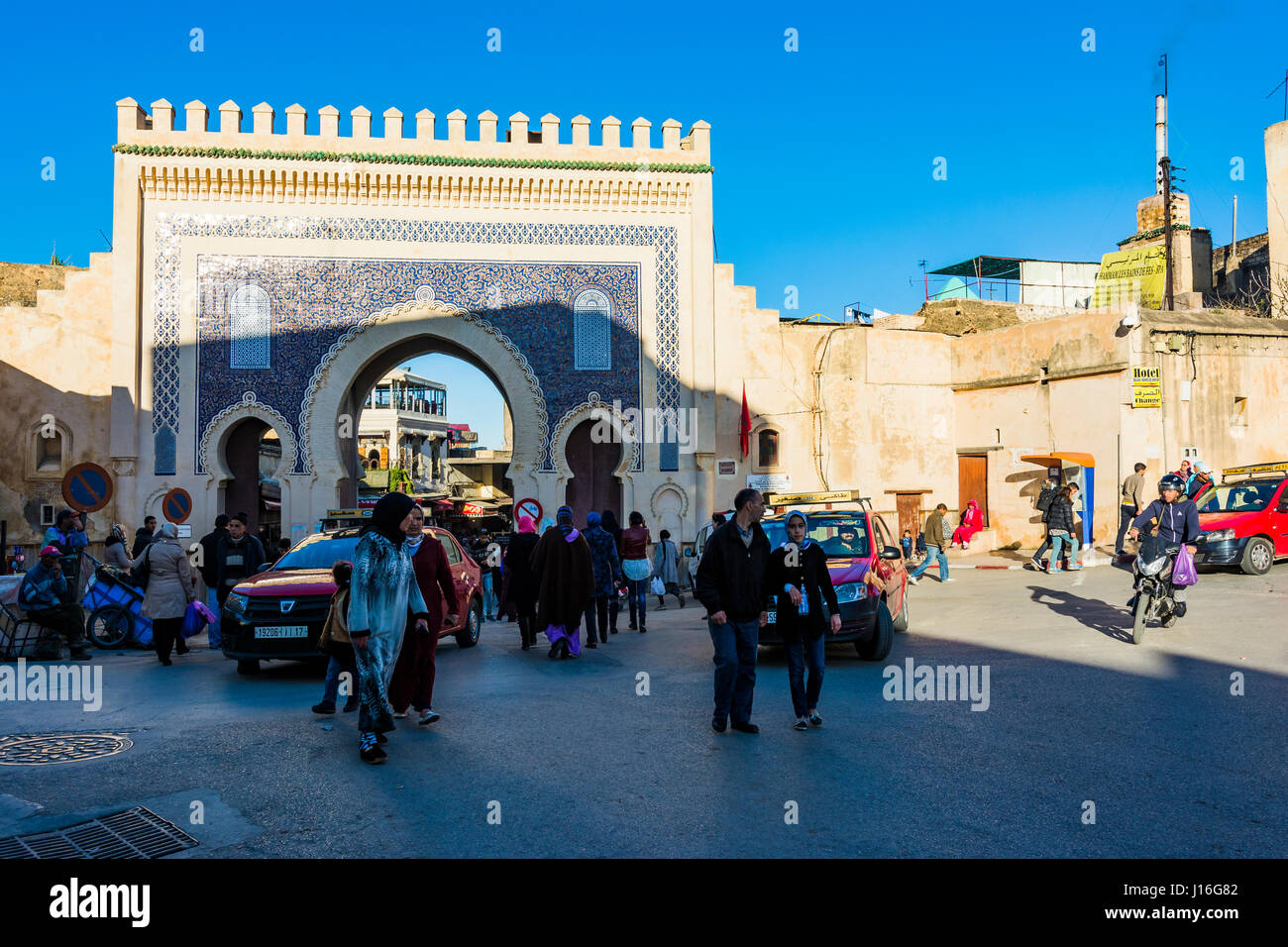 Bab Bou Jeloud gate, Blue Gate, in Fes el Bali medina. Fes, Morocco ...