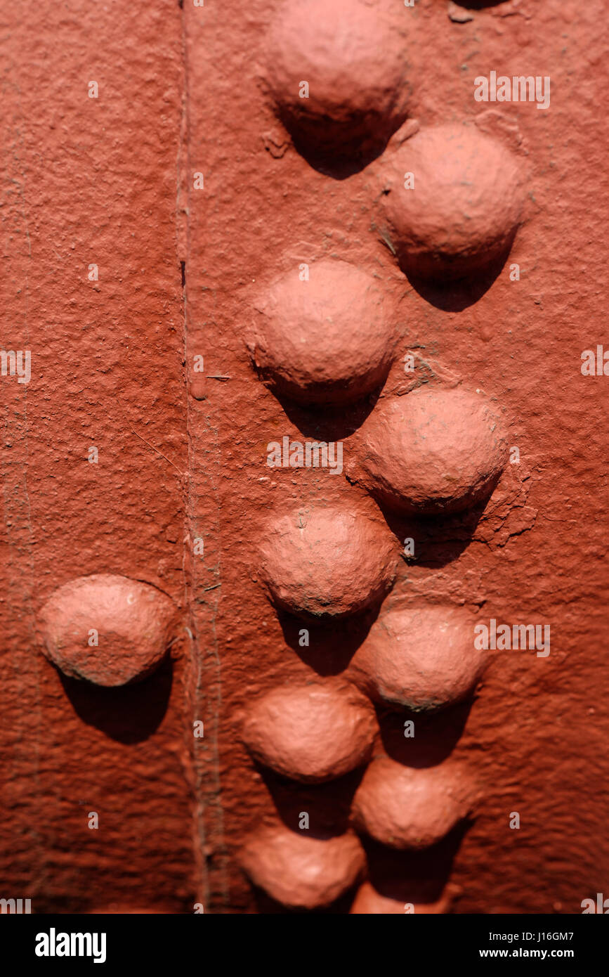 Backgrounds and textures: big group of rivets, painted metal sheets ...