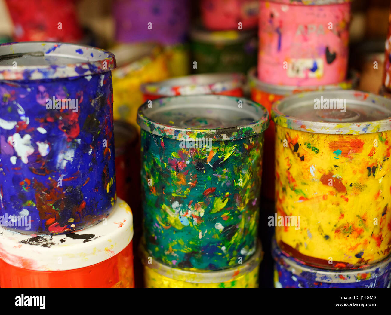 Backgrounds and textures: big group of colorful cans with paint Stock ...