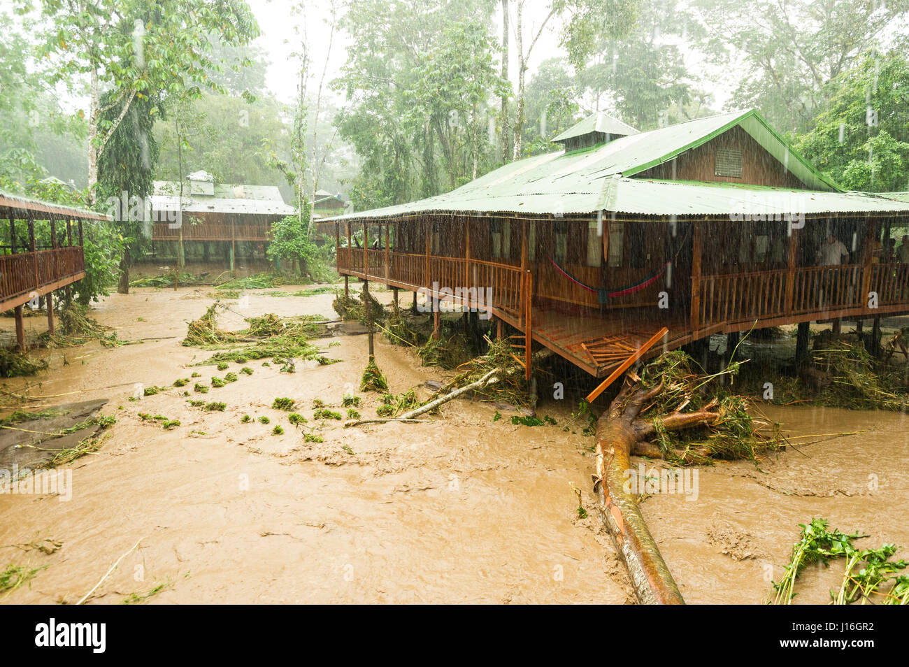 hotel Damaged By Flooding River In Costa Rica Stock Photo - Alamy