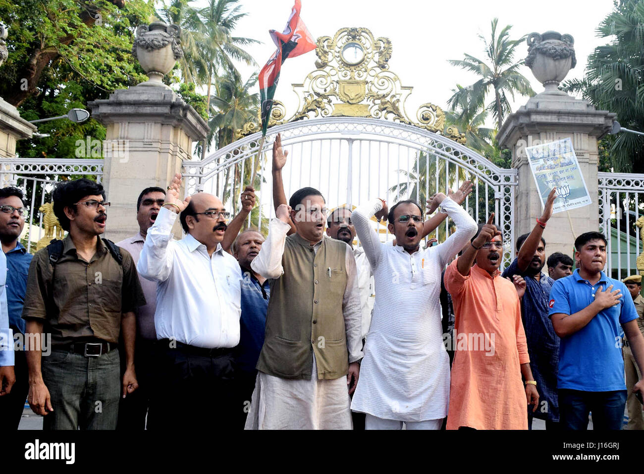 Bharatiya Janta Party activist take parts in a rally demanding arrest ...