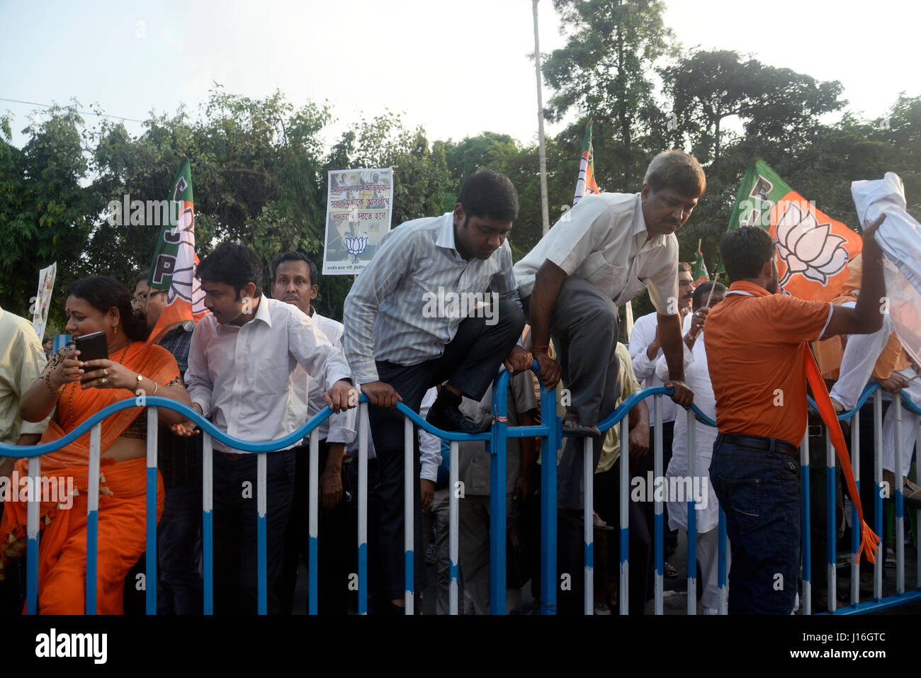 Bharatiya Janta Party activist take parts in a rally demanding arrest ...