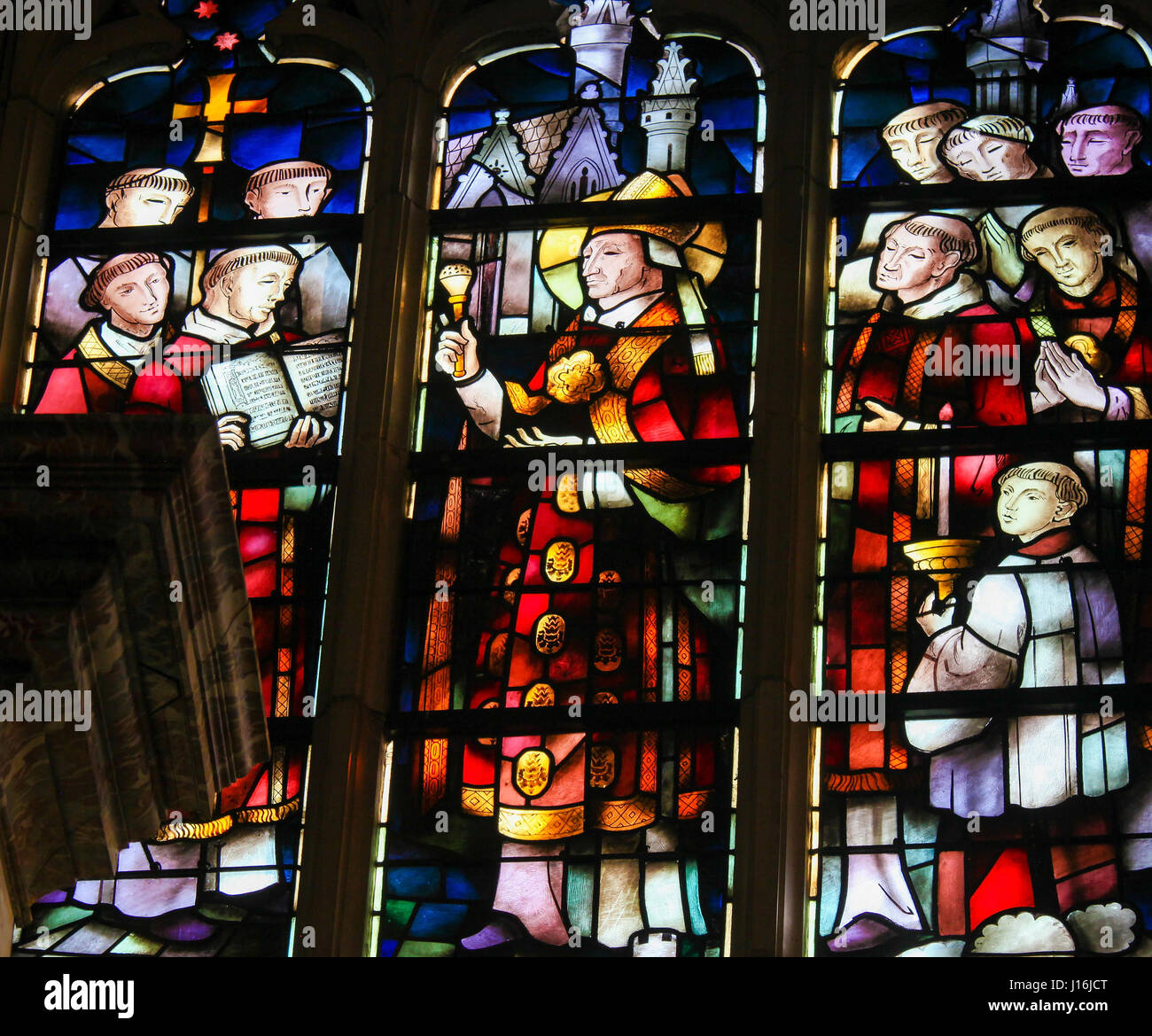 Stained Glass in the Church of Tervuren, Belgium, depicting Priests ...