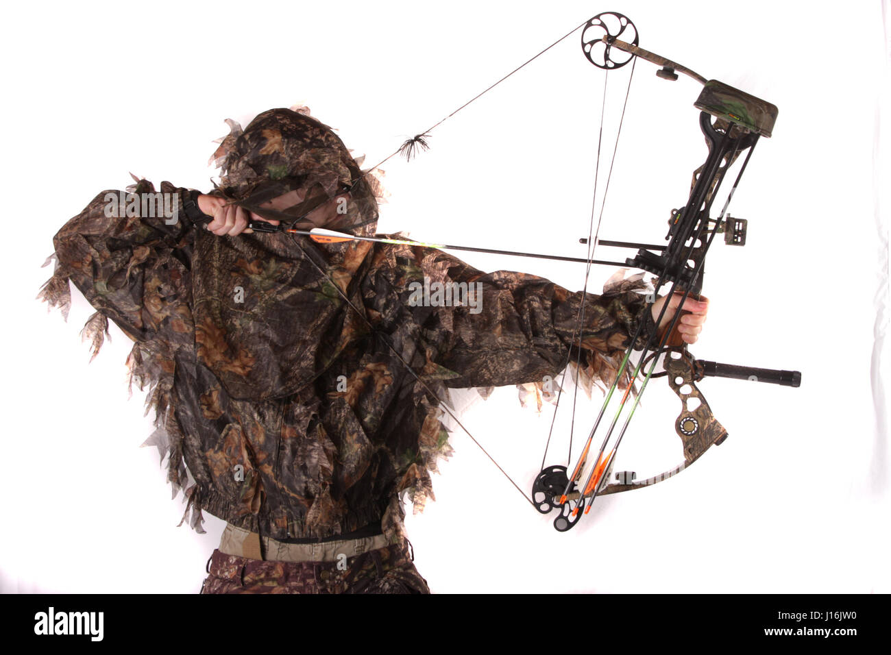 Hunter on White Background in Camo Stock Photo - Alamy