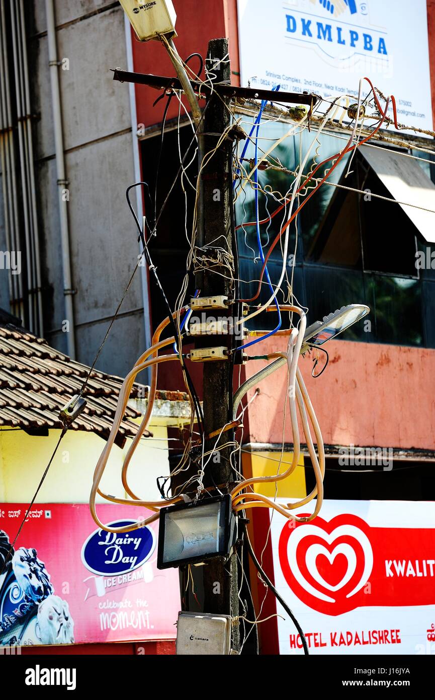 An example of poor electrical wiring Stock Photo - Alamy