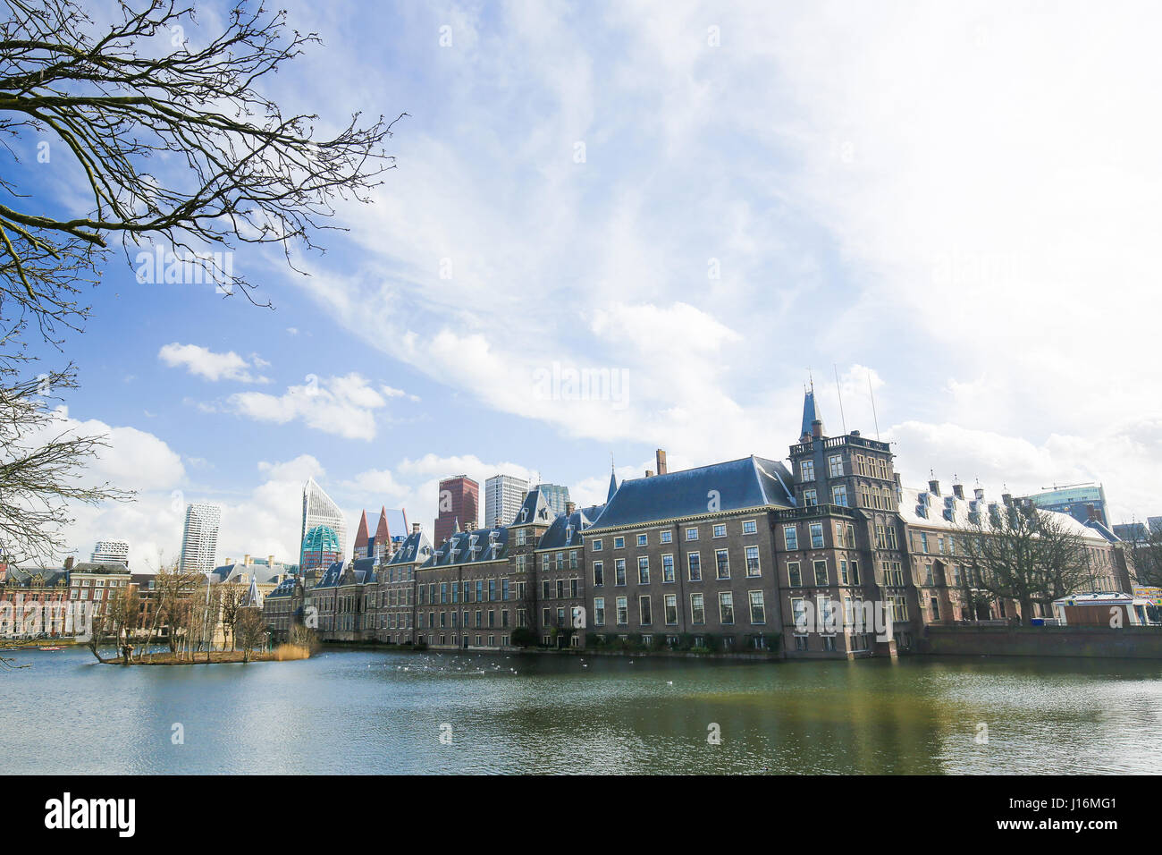 The Hague's Binnenhof with the Hofvijver in the Hague, the Netherlands ...