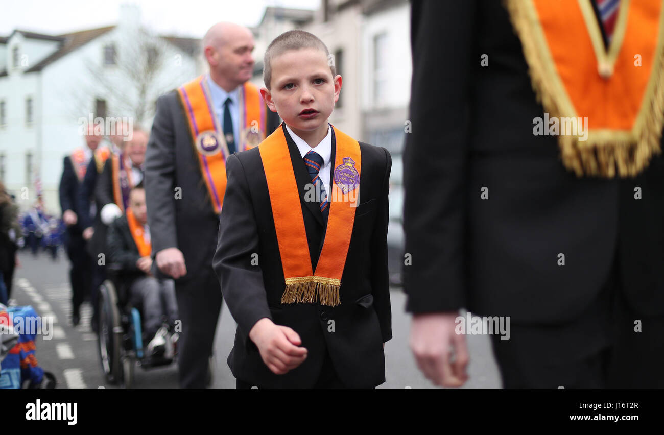 Members of the Junior Orange Association of Ireland take part in its ...