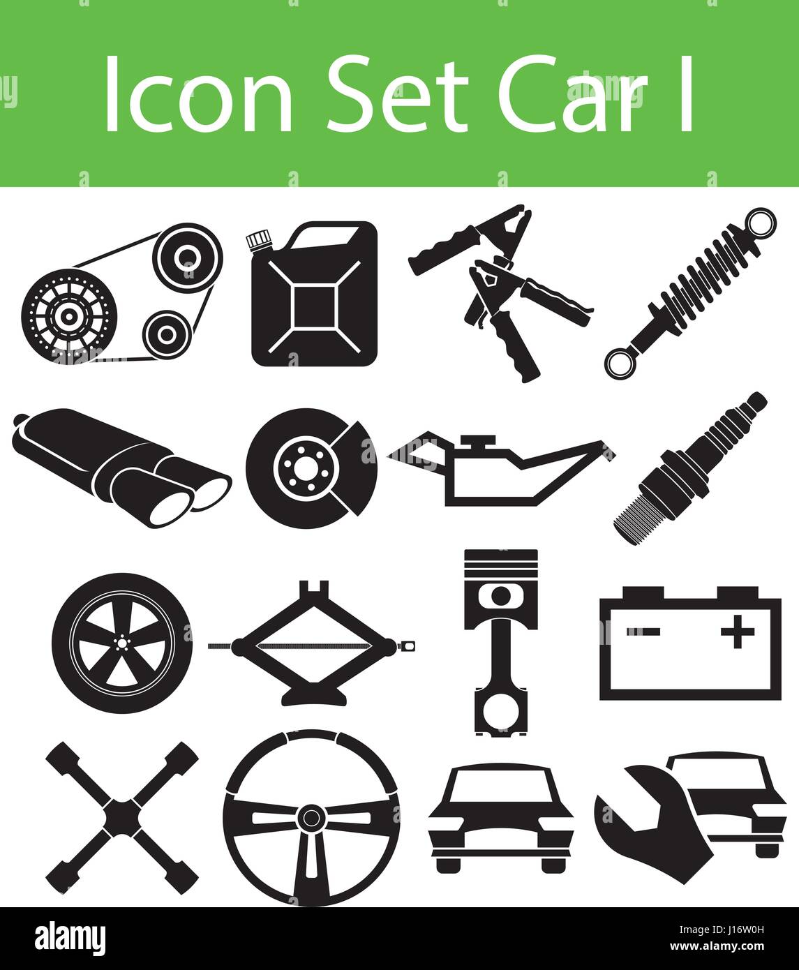 Icon Set Car I with 16 icons for the creative use in graphic design ...