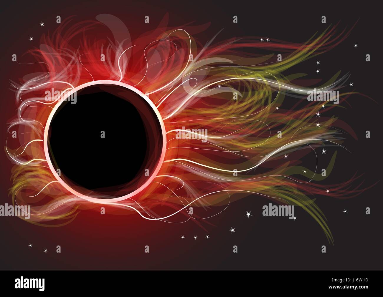 eclipse. Abstract scientific background - full sun eclipse, red galaxy ...