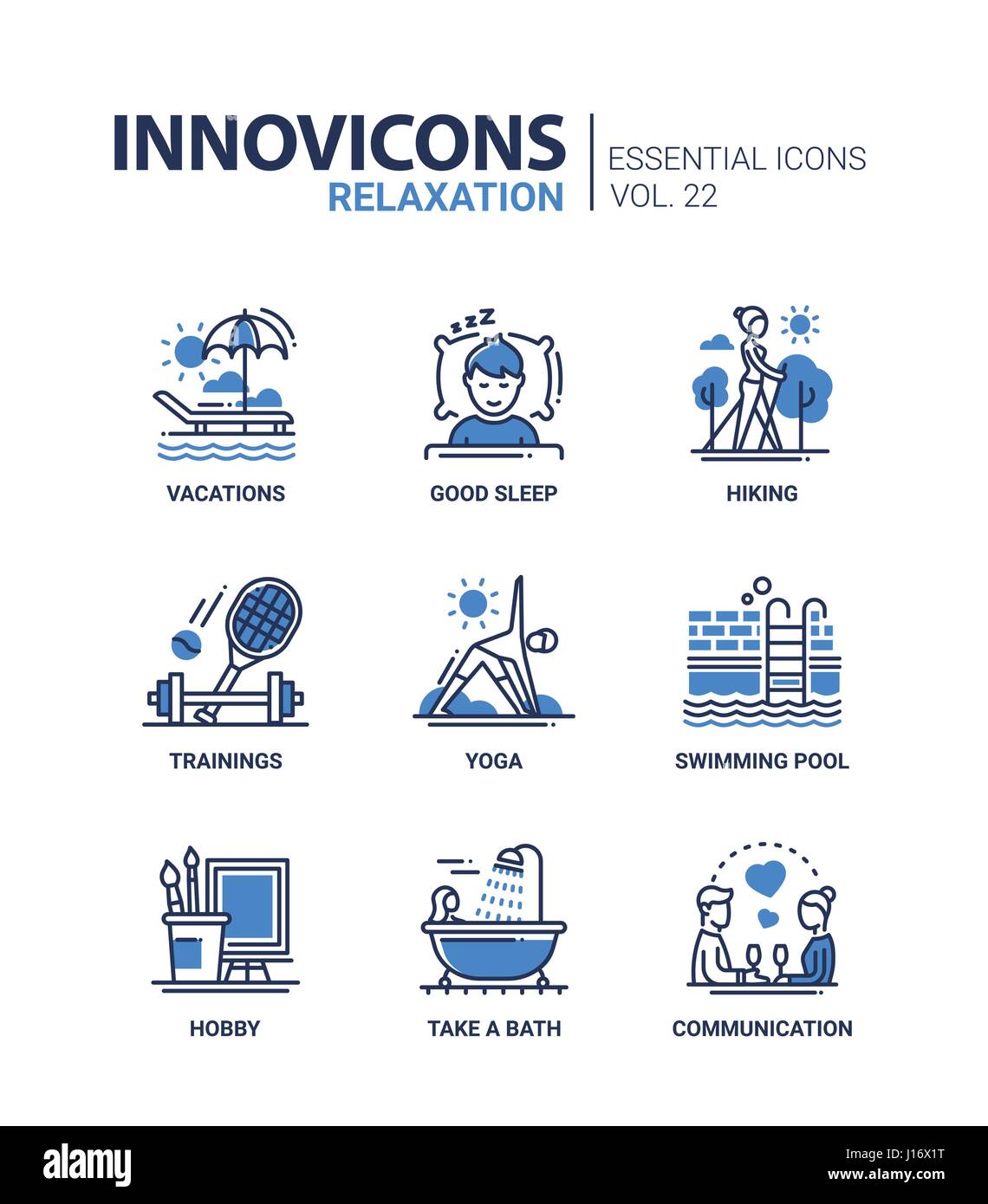 Relaxation - modern color vector single line icon set Stock Vector ...