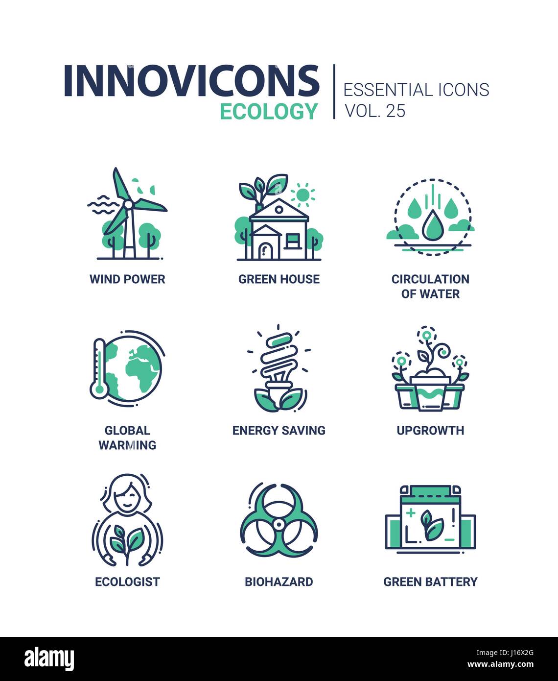 Ecology - modern color vector single line icon set Stock Vector Image ...