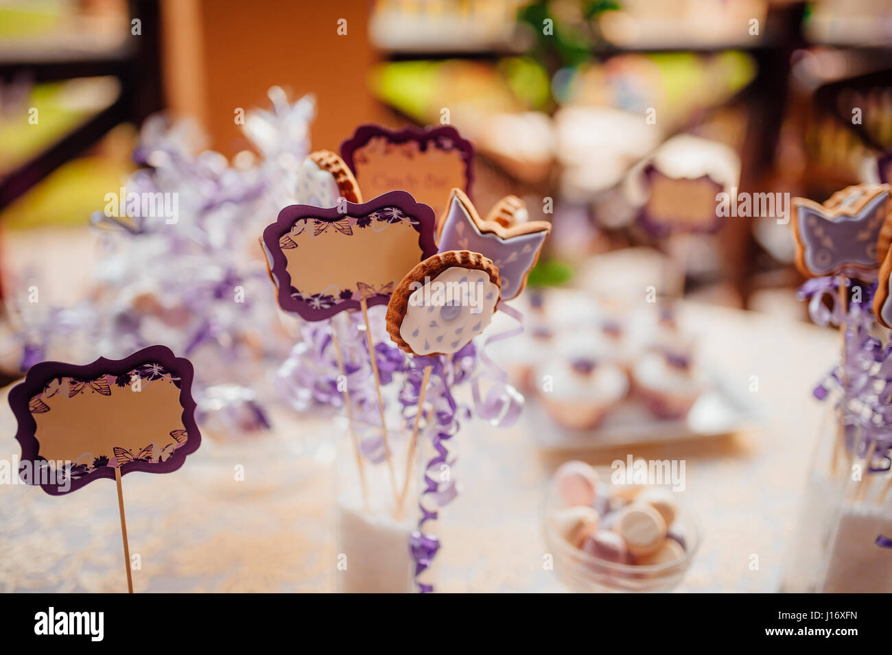 Delicious wedding reception candy bar Stock Photo - Alamy