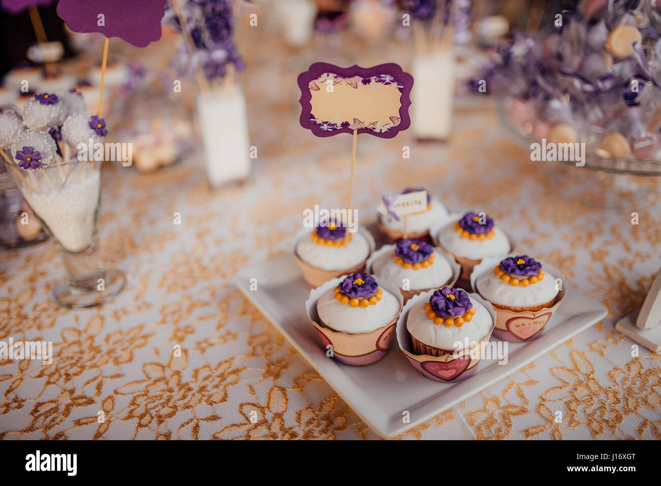 Delicious wedding reception candy bar Stock Photo - Alamy