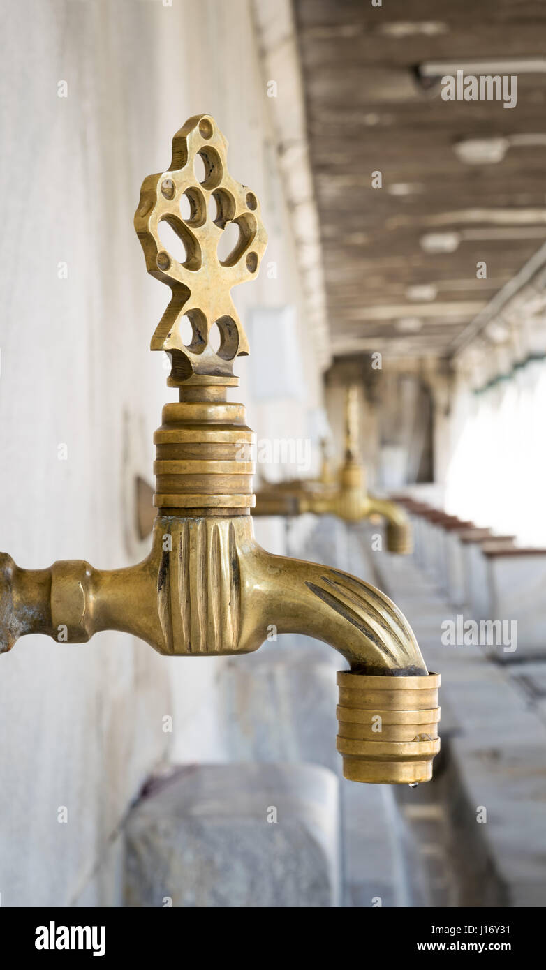 Turkish Ottoman style antique ablution tap at the ablution fountain in ...