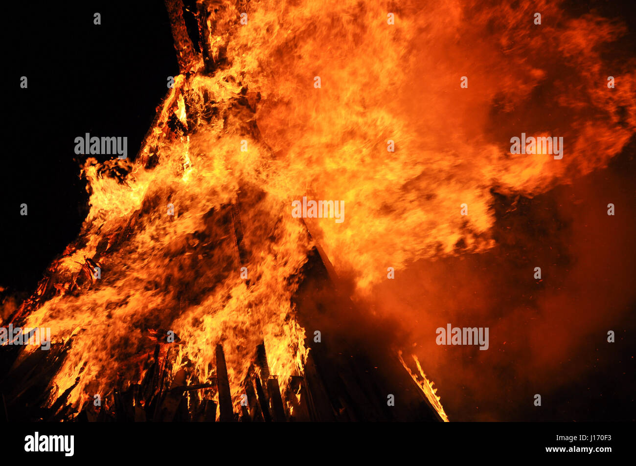 Fire flames on black background, hellfire Stock Photo - Alamy