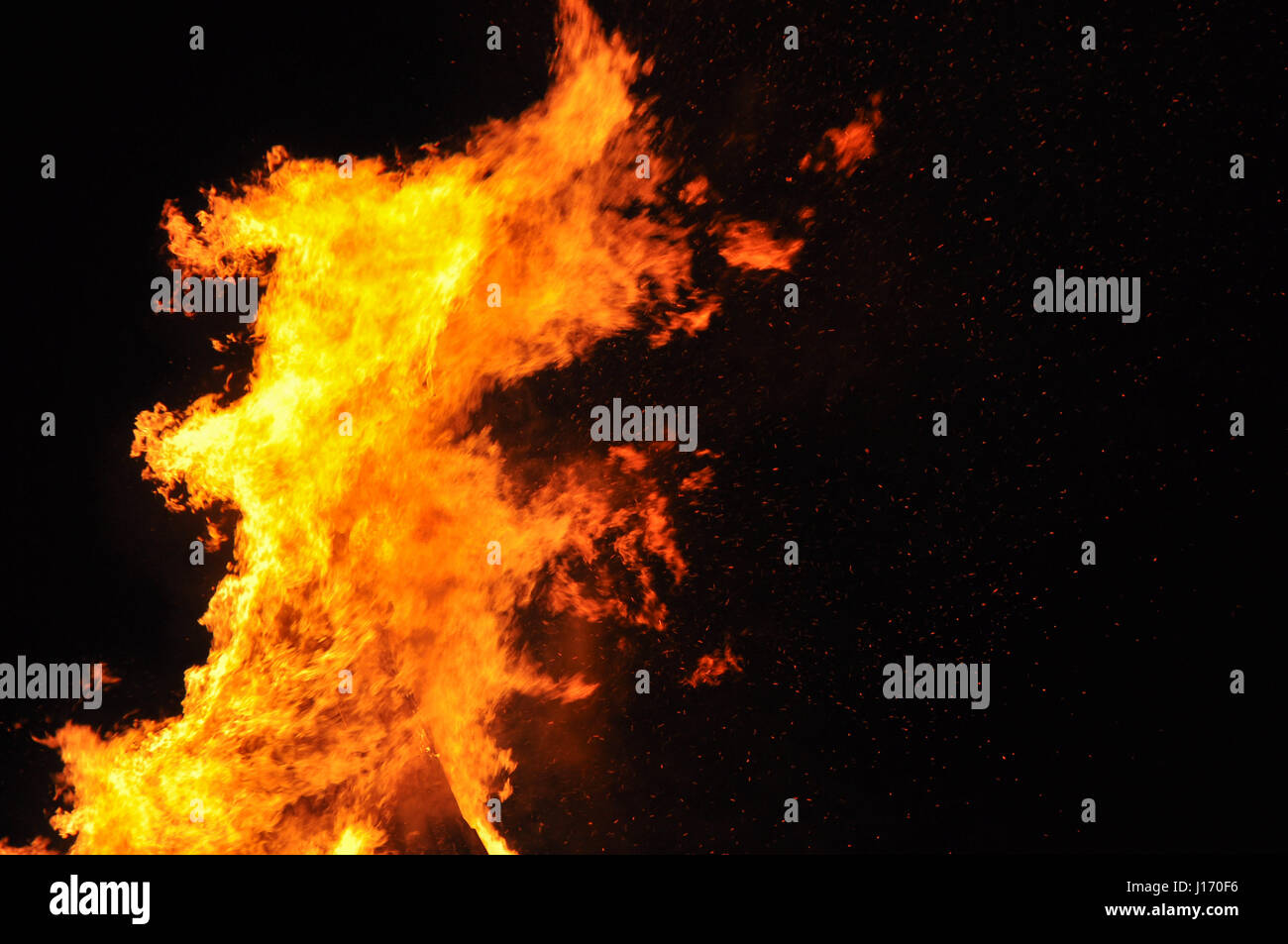 Fire flames on black background, hellfire Stock Photo - Alamy